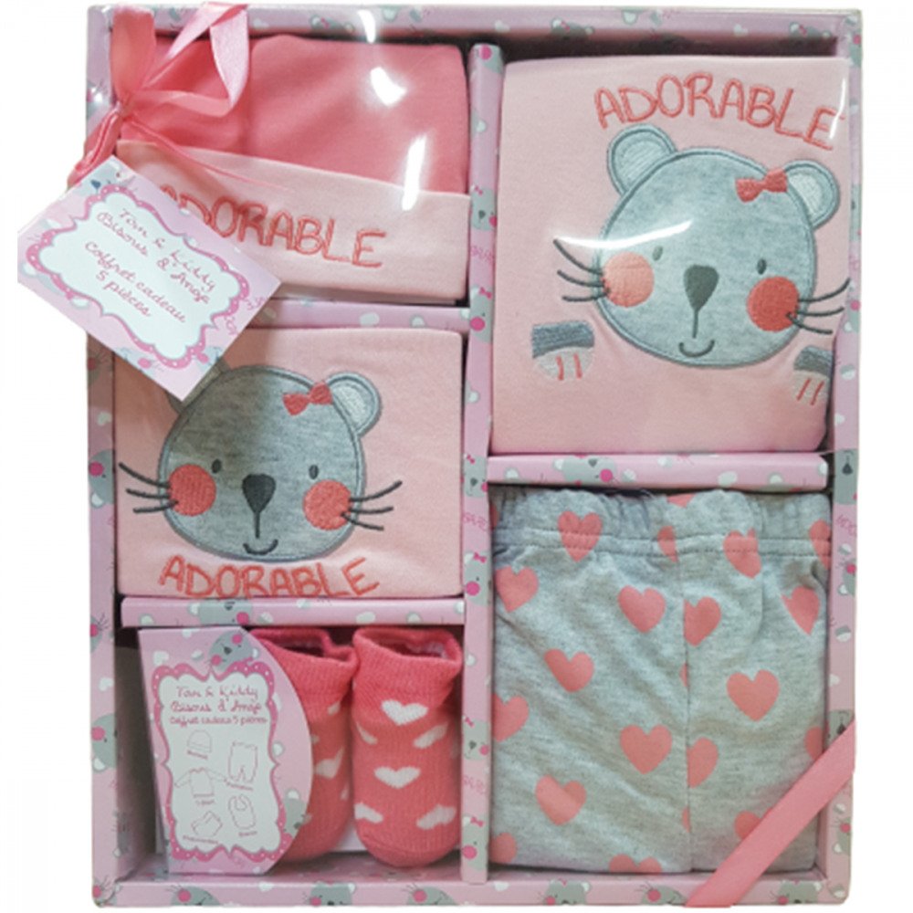 Gaveæske til baby - gave til nyfødt -Pige - Sko & Tøj - kids-happyland.dk